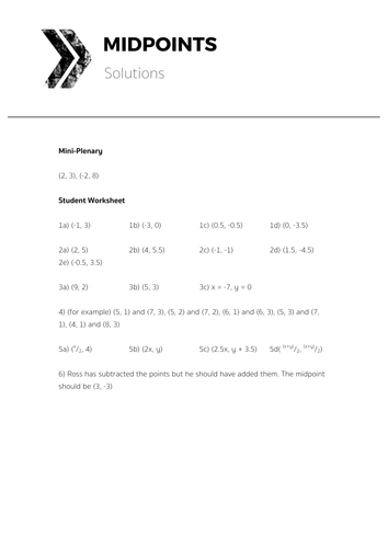 Midpoints - Complete Lesson | Teaching Resources