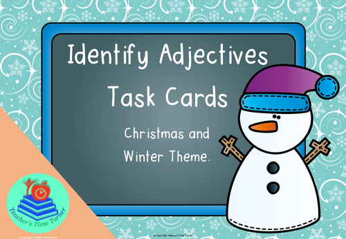 Identifying adjectives task cards - Christmas and winter theme ...