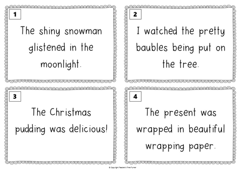 Identifying adjectives task cards - Christmas and winter theme ...