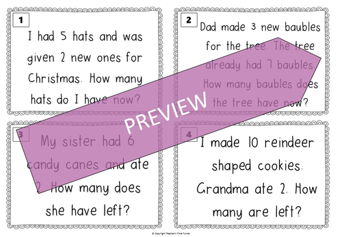Word problems - Solving 1 step word problems. - Christmas and Winter ...