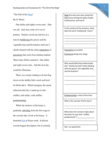 Resource Pack for "The Gift of the Magi" | Teaching Resources