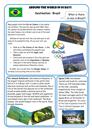 Reading Comprehension texts: Around the World in 8 Days | Teaching ...