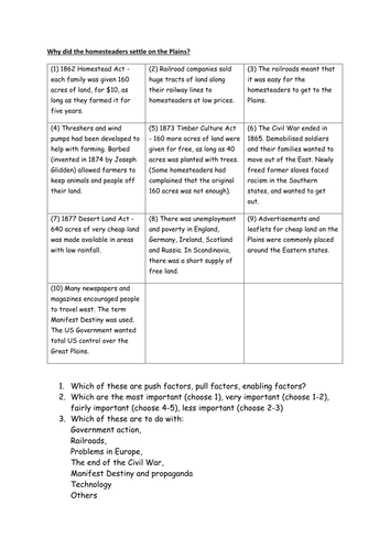 Why the homesteaders moved on to the Plains | Teaching Resources