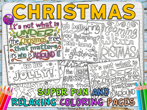 Christmas Quotes Colouring Pages for teens by - UK Teaching Resources - TES
