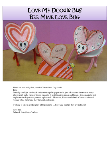 Valentine's Day Crafts - Love Me Doodle Bug and Bee My Love Bug ...