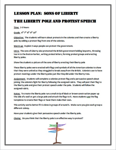 Sons of Liberty: Liberty Pole | Teaching Resources