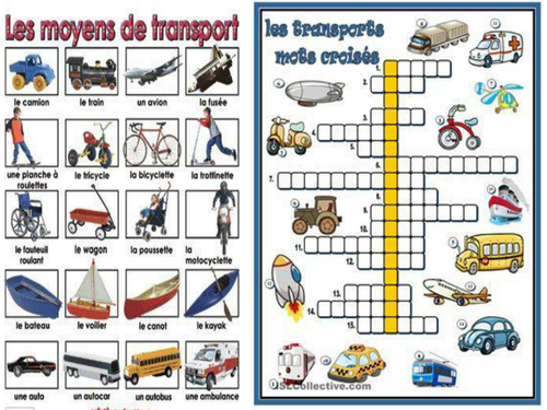 Poster on transports/ les moyens de transport | Teaching Resources