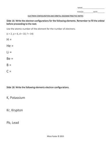 Electron Configuration and Orbital Diagram Power Point w/t Student ...