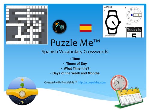 Spanish Vocabulary - Time related Crossword Puzzles | Teaching Resources