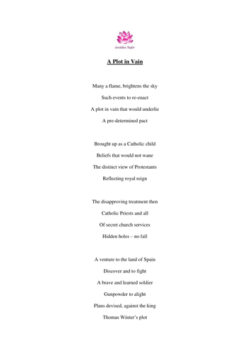 A Plot in Vain Poem | Teaching Resources