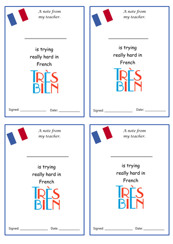 FRENCH - Motivation - Reward Notes | Teaching Resources