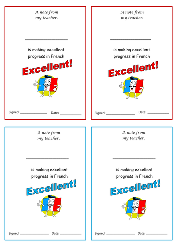 FRENCH - Motivation - Reward Notes | Teaching Resources
