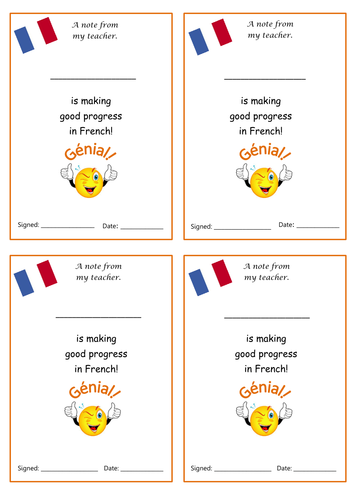 FRENCH - Motivation - Reward Notes | Teaching Resources