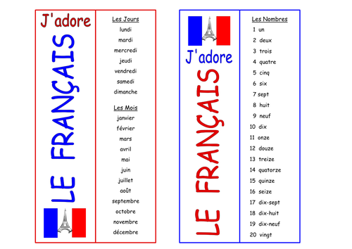 FRENCH - Bookmarks with vocabulary | Teaching Resources