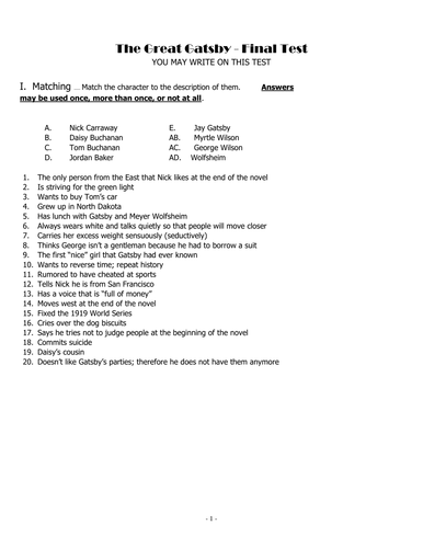 Higher English 5x critical essays, tasks and test 'The Great Gatsby ...
