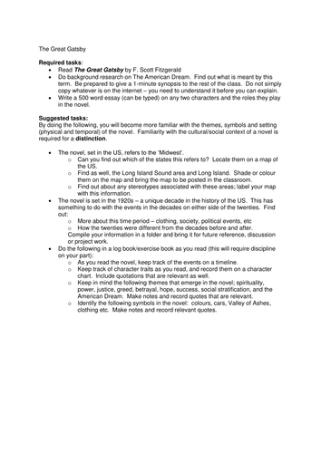 Higher English 5x critical essays, tasks and test 'The Great Gatsby ...