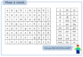High Frequency Words - Word Search - Phase 2 | Teaching Resources