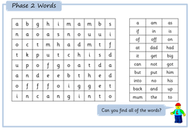 High Frequency Words - Word Search - Phase 2 | Teaching Resources