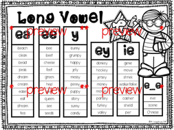 Long E Vowel Clip Cards | Teaching Resources