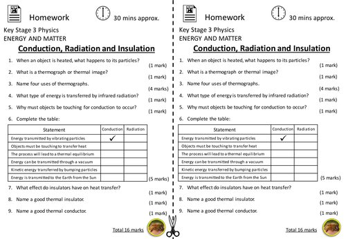 L05 Radiation and Insulation ENERGY AND MATTER | Teaching Resources