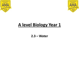 AQA A level Biology New Spec Year 1 Water | Teaching Resources