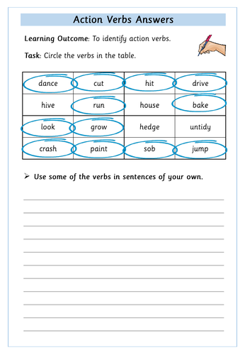 Action Verbs Worksheets | Teaching Resources