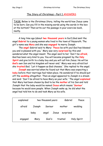 The Christmas Story - Cloze Passage | Teaching Resources