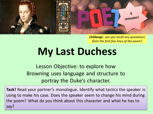 My Last Duchess | Teaching Resources