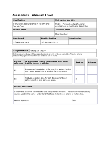 HSC BTEC Level 3 Unit 6 Personal and Professional Development ...