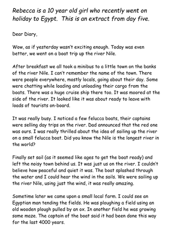 Diaries Year 4 Egyptian theme | Teaching Resources