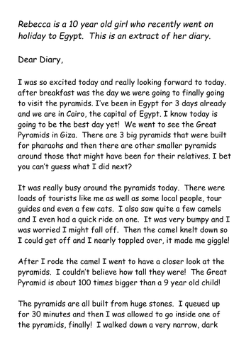 Diaries Year 4 Egyptian theme | Teaching Resources