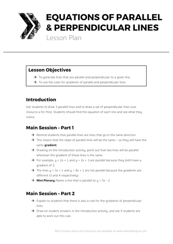 Equations of Parallel & Perpendicular Lines - Complete Lesson ...