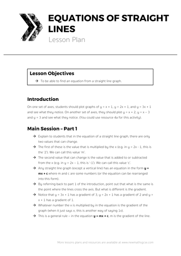 Linear Graphs And Coordinate Geometry Complete Unit Of Work Teaching