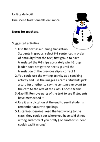 A Christmas scene in French. reading, speaking and writing activities ...