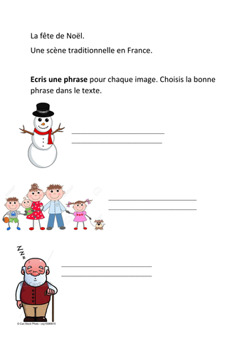 A Christmas scene in French. reading, speaking and writing activities ...