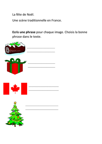 A Christmas scene in French. reading, speaking and writing activities ...