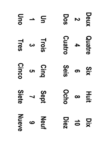 Spanish & French Numbers (1-30) Memory Matching Game | Teaching Resources