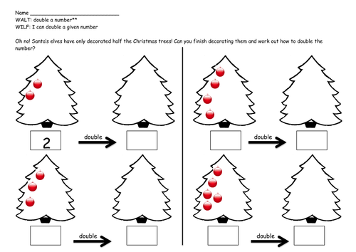 Christmas Tree Doubling Activity | Teaching Resources