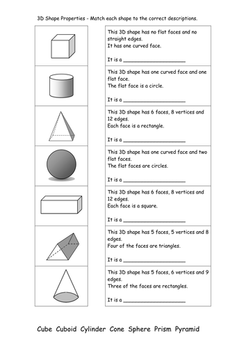 Maths 3D Shapes Key Stage 1 or Key Stage 2 revision. Bundle of fully ...
