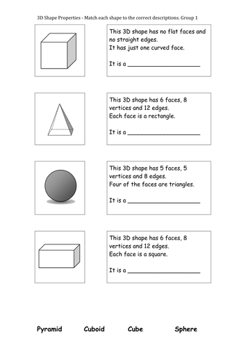 Math 3D Shapes Early Grades. Fully supported activities. | Teaching ...