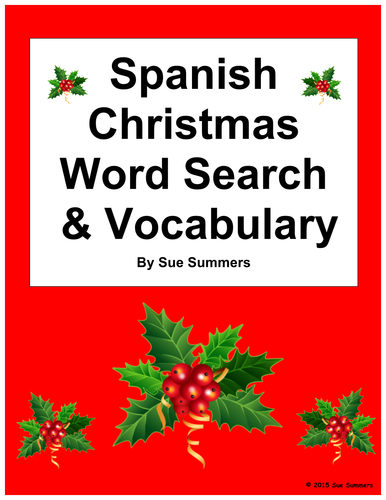 Spanish Christmas Word Search Worksheet and Vocabulary | Teaching Resources