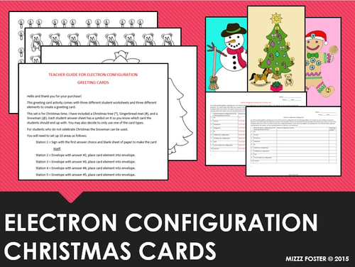 Electron Configuration Christmas Card Activity | Teaching Resources