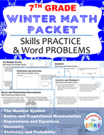 7th Grade Winter / December MATH PACKET - { COMMON CORE} | Teaching ...