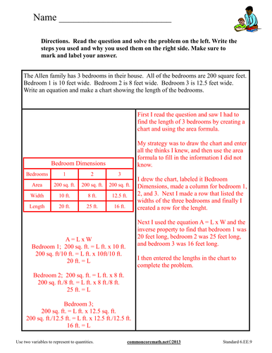 Extended Response Word Problems - 6.EE.1-9 | Teaching Resources