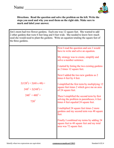 Extended Response Word Problems - 6.EE.1-9 | Teaching Resources