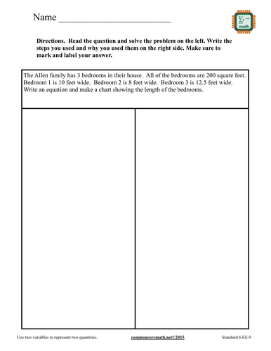 Extended Response Word Problems - 6.EE.1-9 | Teaching Resources