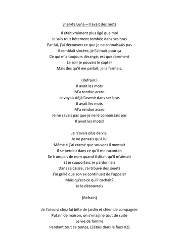 Imperfect & perfect tense practice with Sheryfa Luna song | Teaching ...