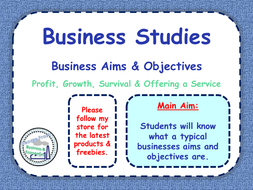 Business Aims & Objectives - Profit, Survival, Business Growth & Good ...