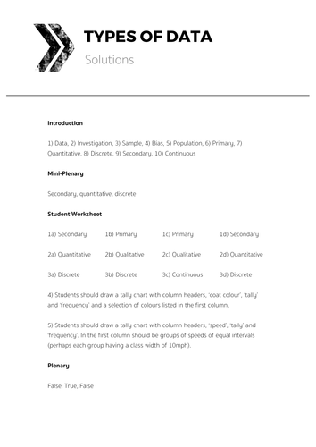 Types of Data - Complete Lesson | Teaching Resources