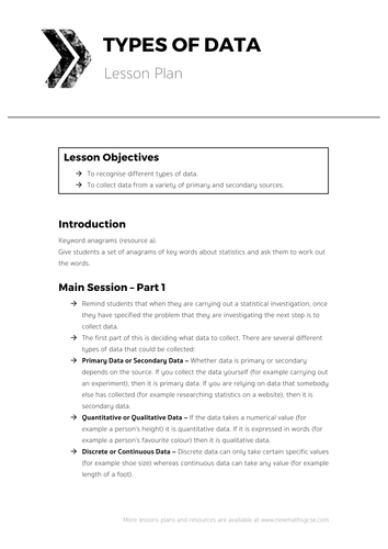 Types of Data - Complete Lesson | Teaching Resources